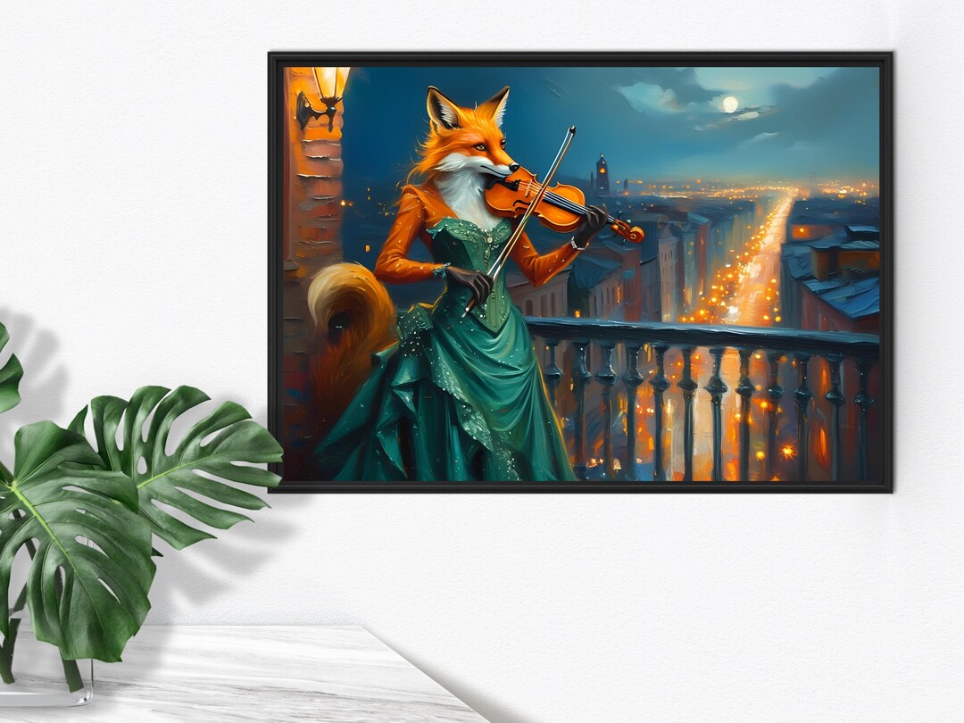 Anthropomorphic Fox Play Violin – Fantasy Fox Musician Wall Art – Lady ...