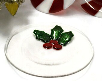 Candy Cane Plate Fused Glass Dessert Plate Christmas Plate | Etsy