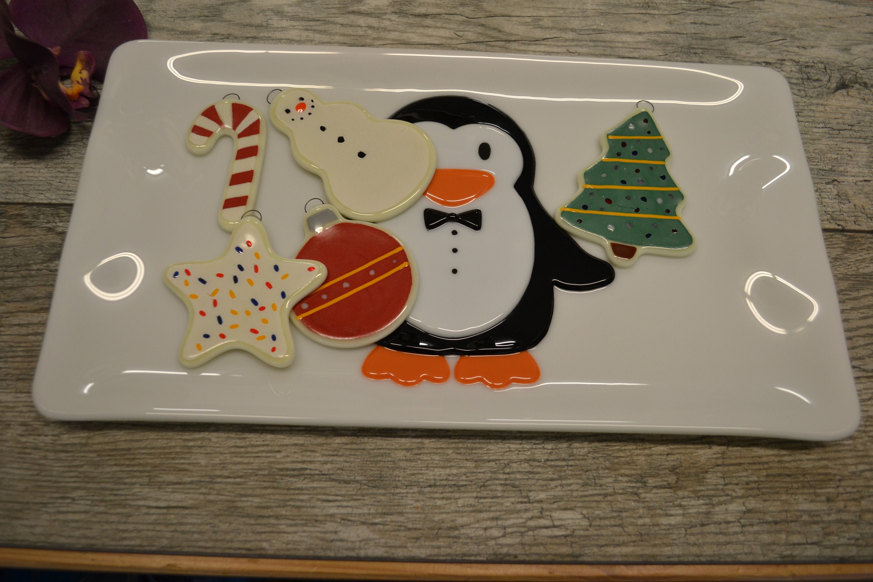 Penguin Serving Tray Fused Glass Christmas Decor Unique | Etsy