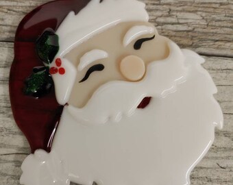 Fused Glass Santa Ornament - Etsy