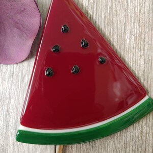 Watermelon Slice Plant Stake Fused Glass Summertime Stick | Etsy