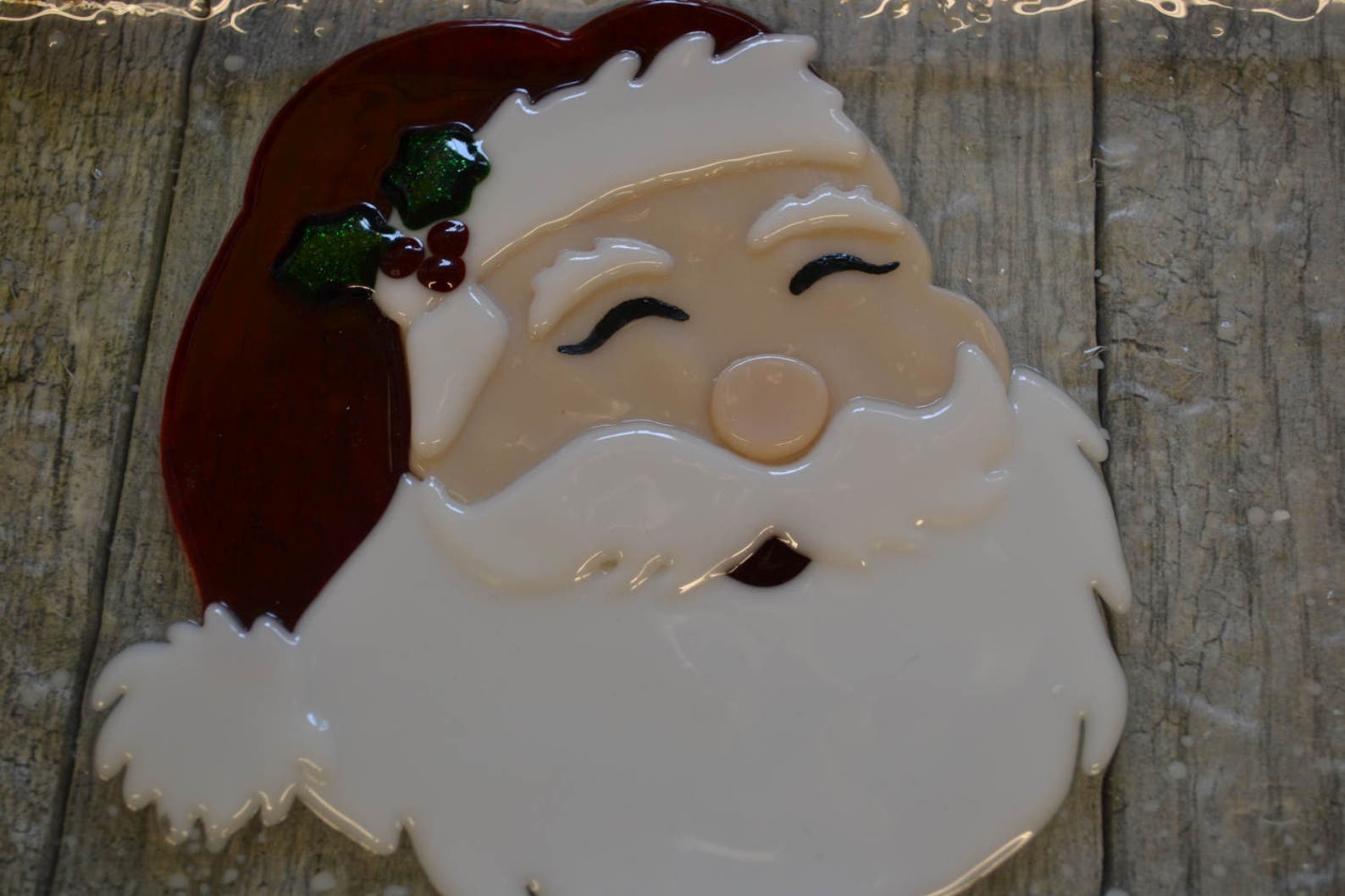 Santa Serving Tray Fused Glass Christmas Tray Santa Face - Etsy