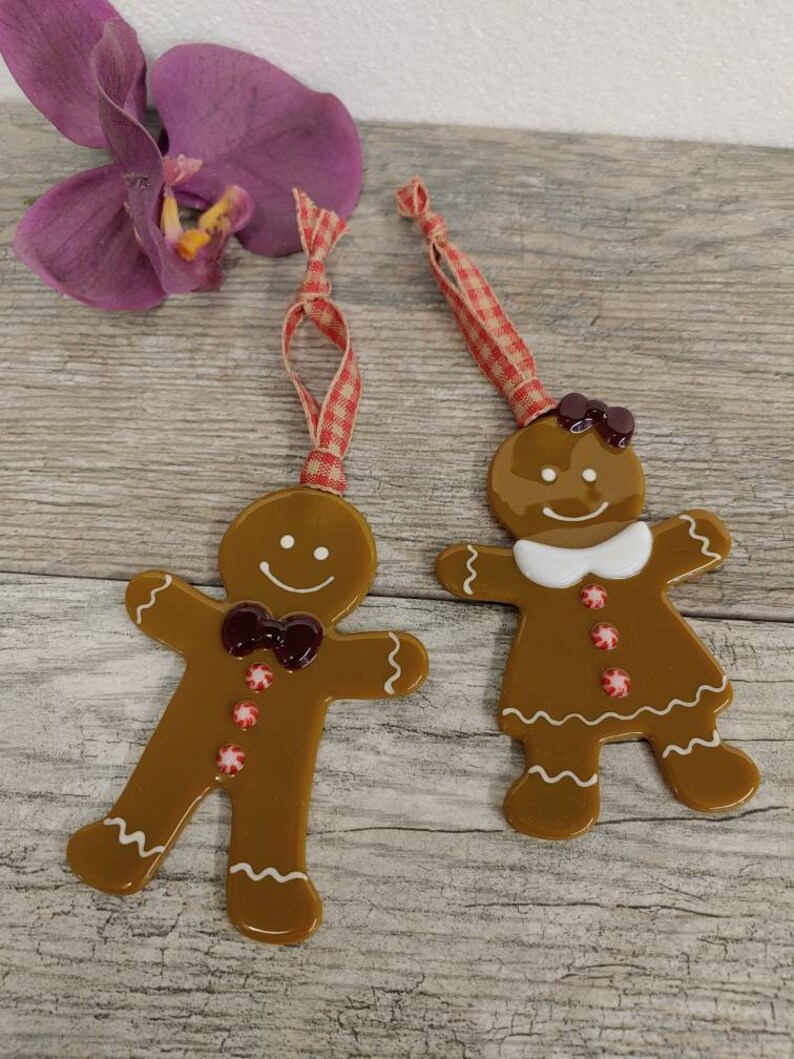 Gingerbread Man Ornament Fused Glass Gingerbread Boy | Etsy