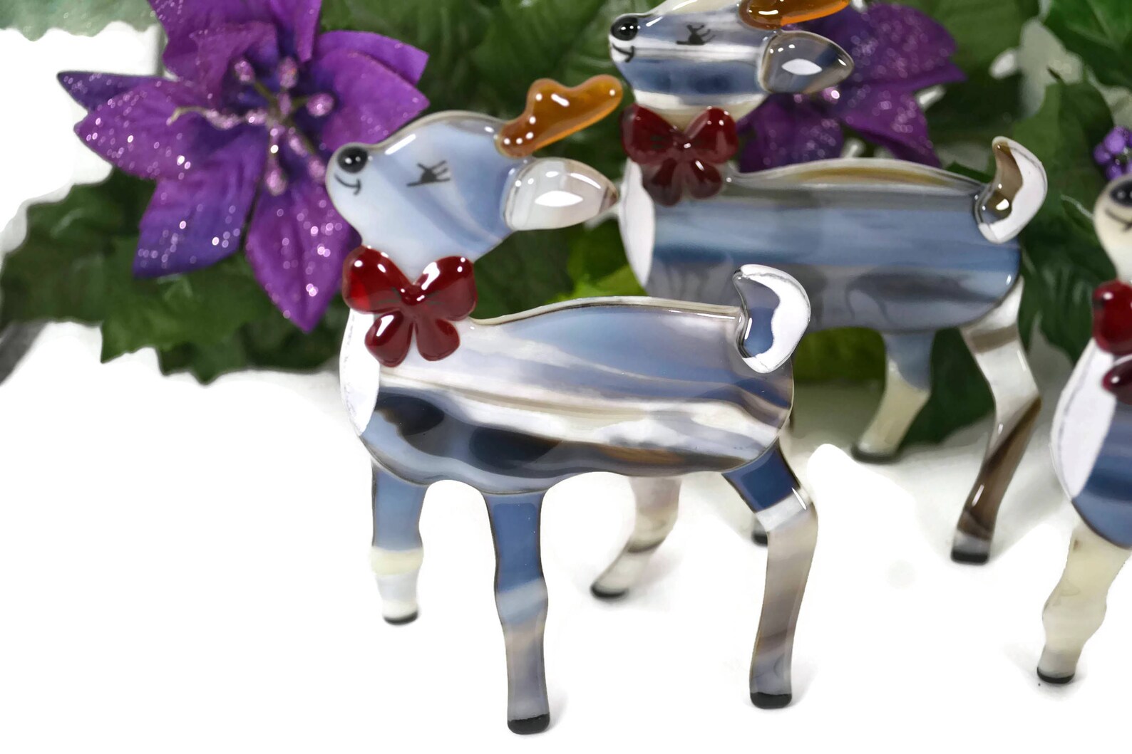 Reindeer Figurine Fused Glass Stand Up Christmas Decor | Etsy