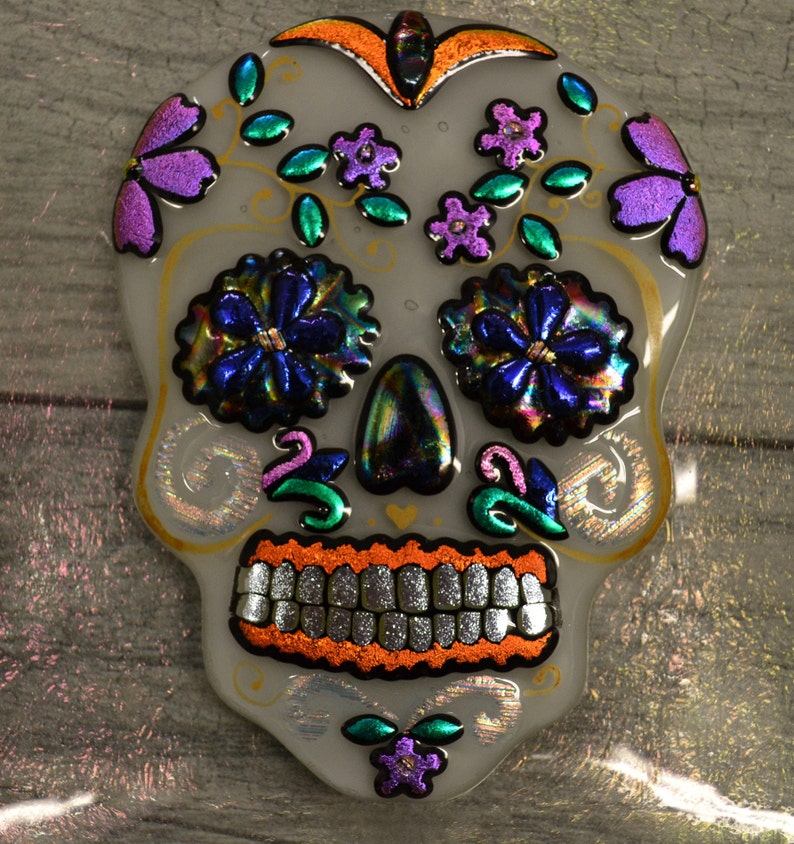 Sugar Skull Dish Fused Glass Tapas Dish Dia De Los Muertos - Etsy