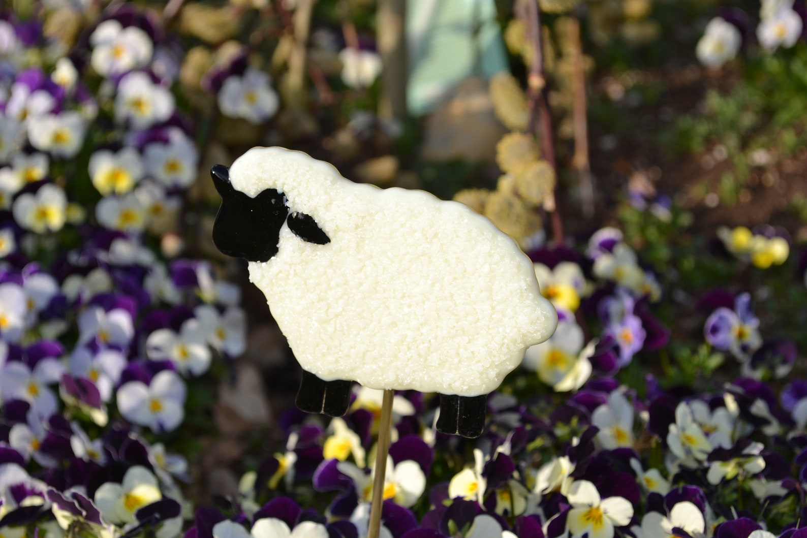 Lamb Plant Stake Sheep Yard Art Easter Decor Fused Glass | Etsy