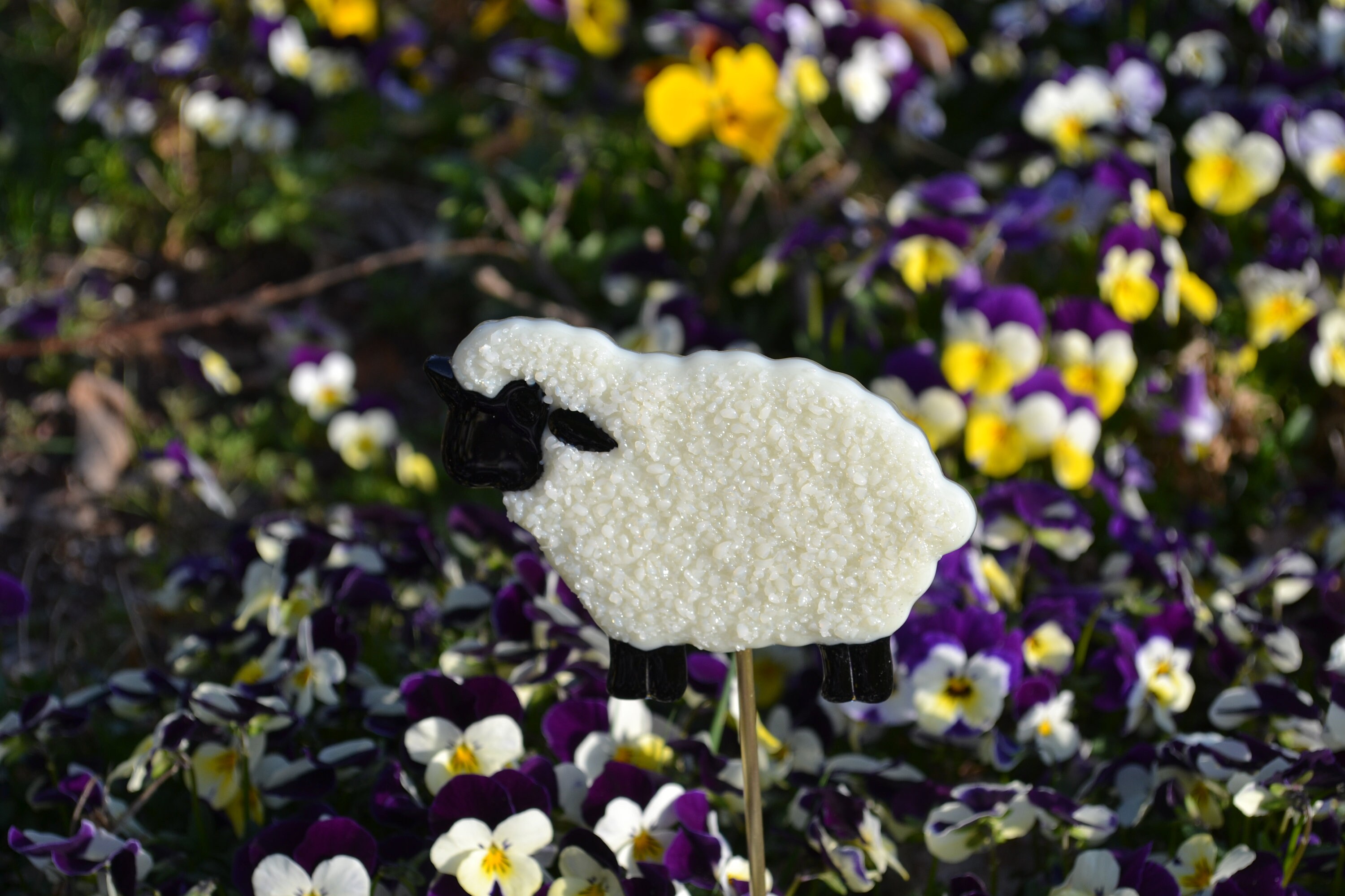 Lamb Plant Stake Sheep Yard Art Easter Decor Fused Glass | Etsy