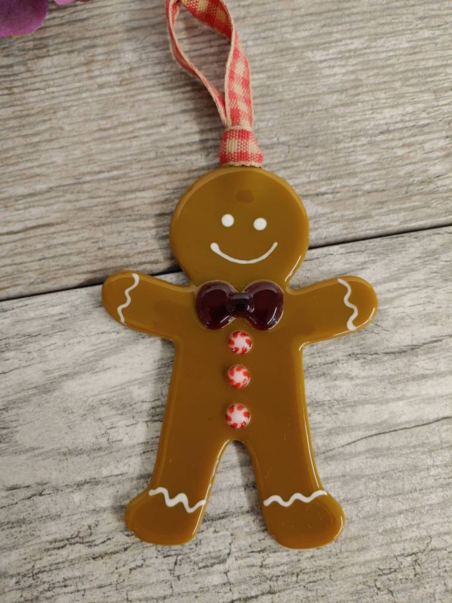 Gingerbread Man Ornament Fused Glass Gingerbread Boy | Etsy