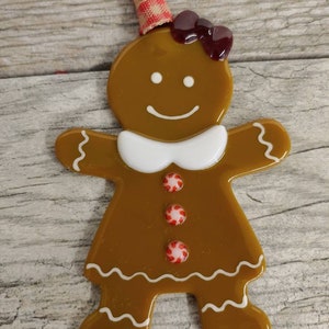 Gingerbread Man Ornament, Fused Glass, Gingerbread Boy, Christmas ...