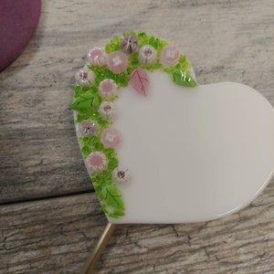 Fused Glass Floral Heart Plant Stake: Rainbow Garden Decor - Etsy