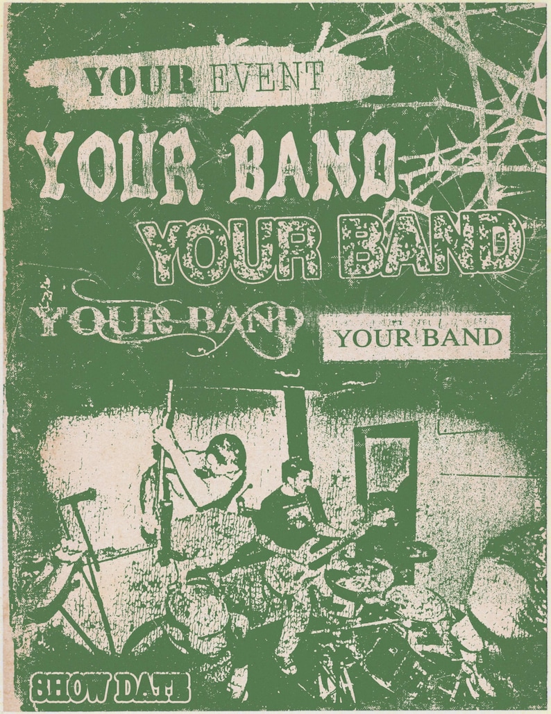 Punk Flyer PSD Template: Grunge Poster, Editable Photoshop Effects ...