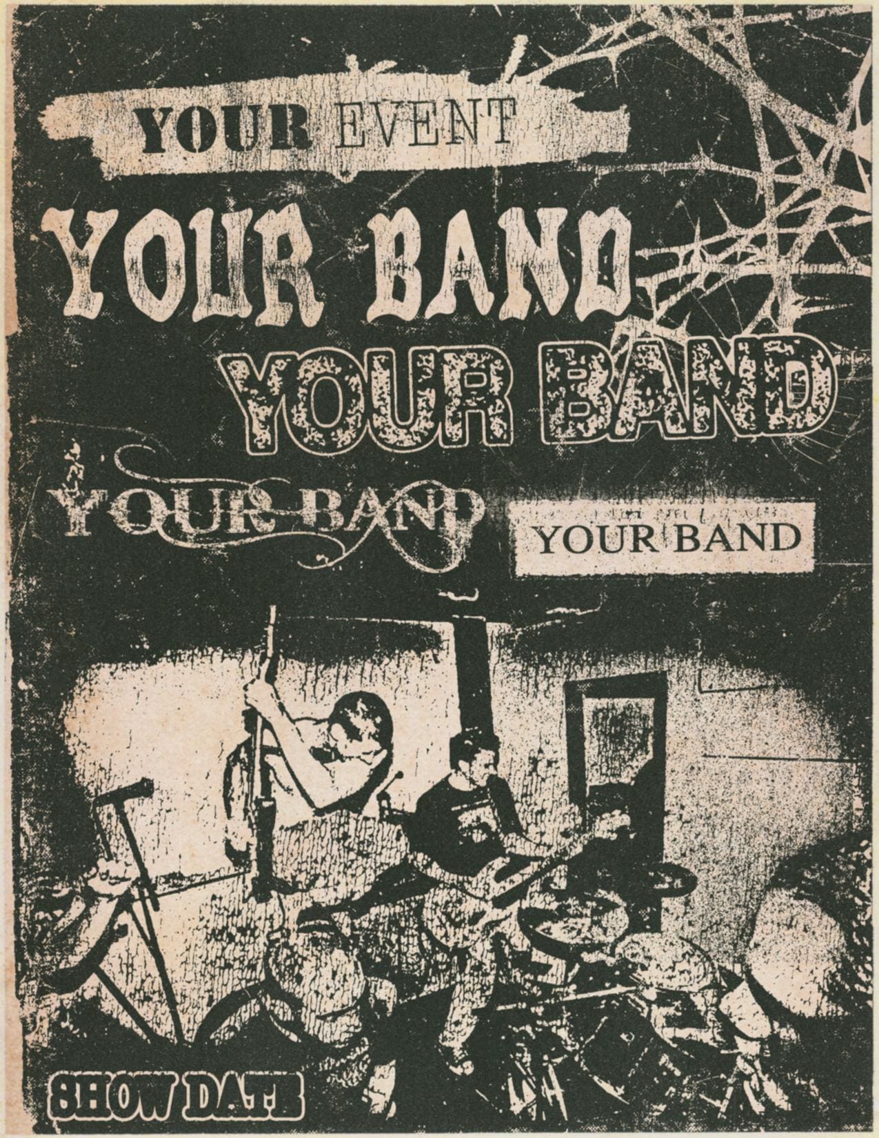 Punk Flyer PSD Template: Grunge Poster, Editable Photoshop Effects ...