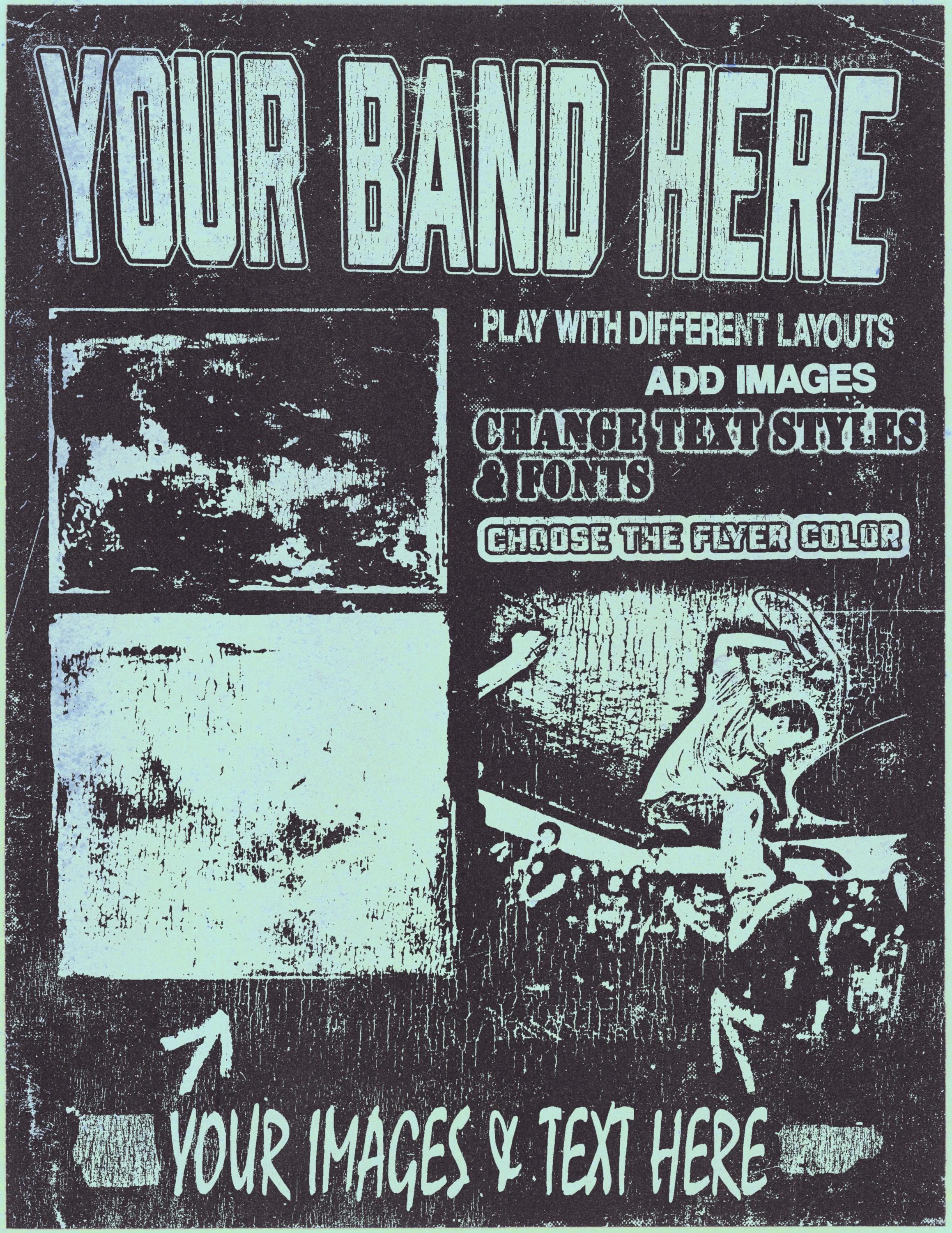 PSD Template: PUNK FLYER Effects for Photoshop, Grunge Style Poster ...