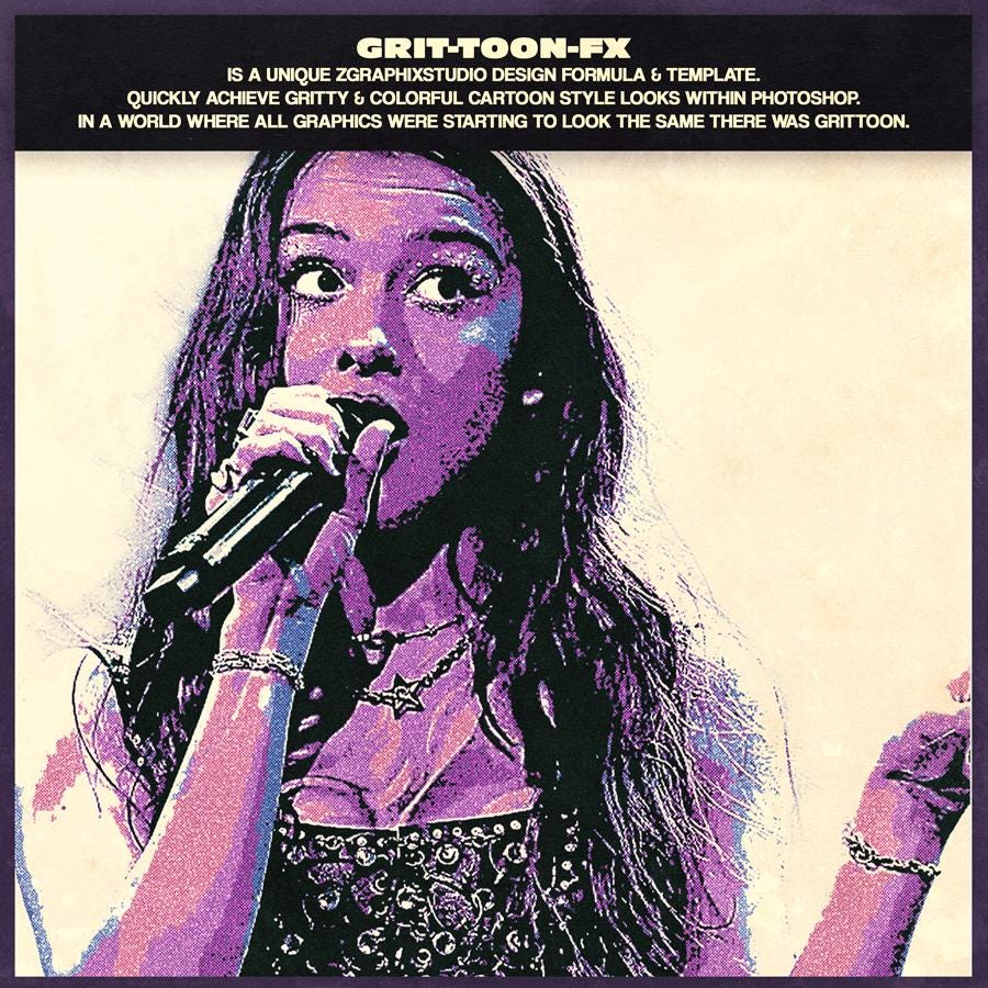 CARTOON GRIT Photoshop Action, Template for Photoshop, PSD Template ...