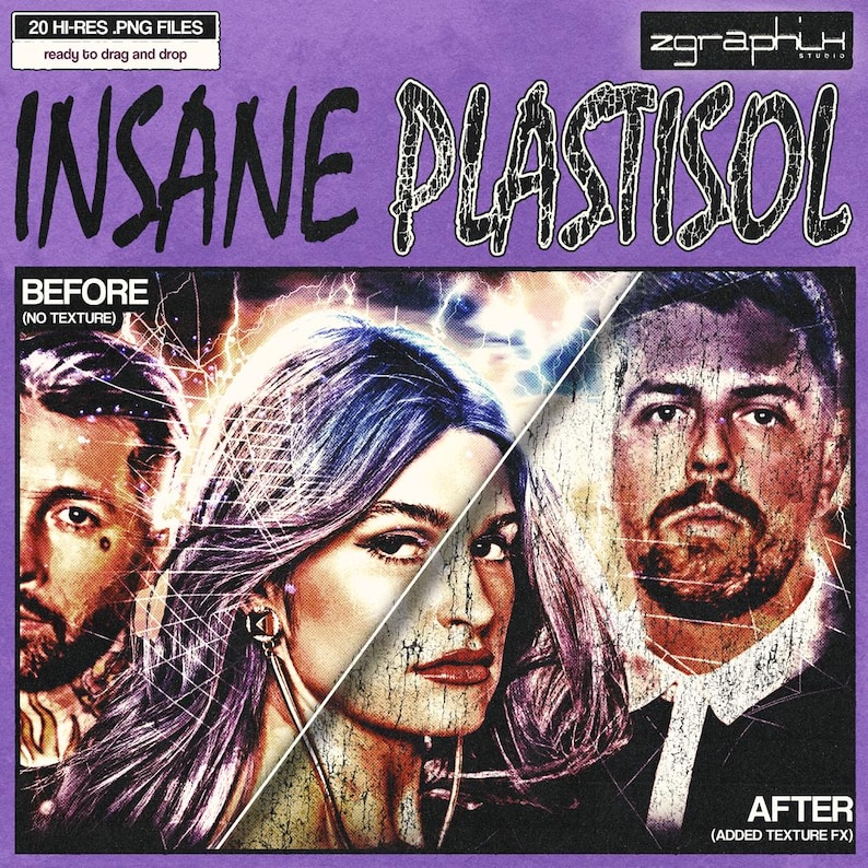 Merch Designer Texture Bundle: Grunge, Plastisol, Fabric (photoshop ...