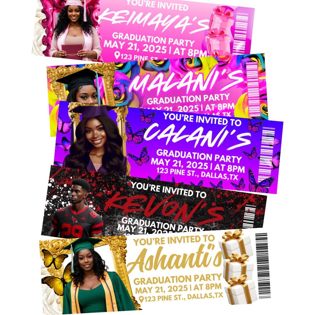 Editable Graduation Ticket Template | Class of 2025 | Canva Invitation ...