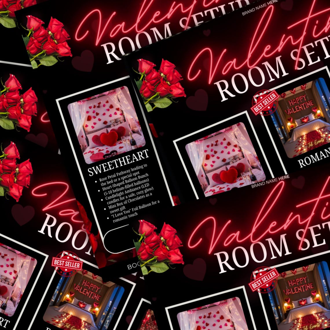 Valentine's Day Room Setup Flyer, Event Booking Flyer, Valentine Rooms ...