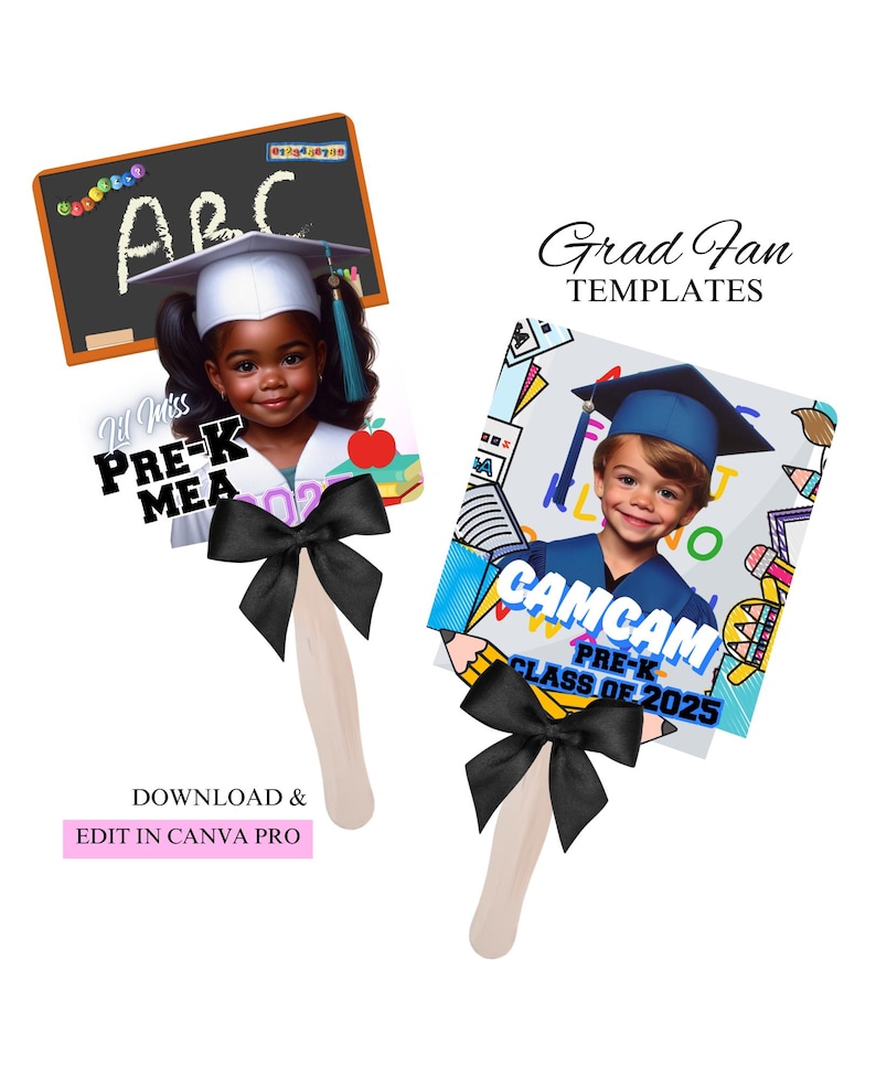Editable Pre-k Graduation Fans Template and Mockups| Canva Template - Etsy