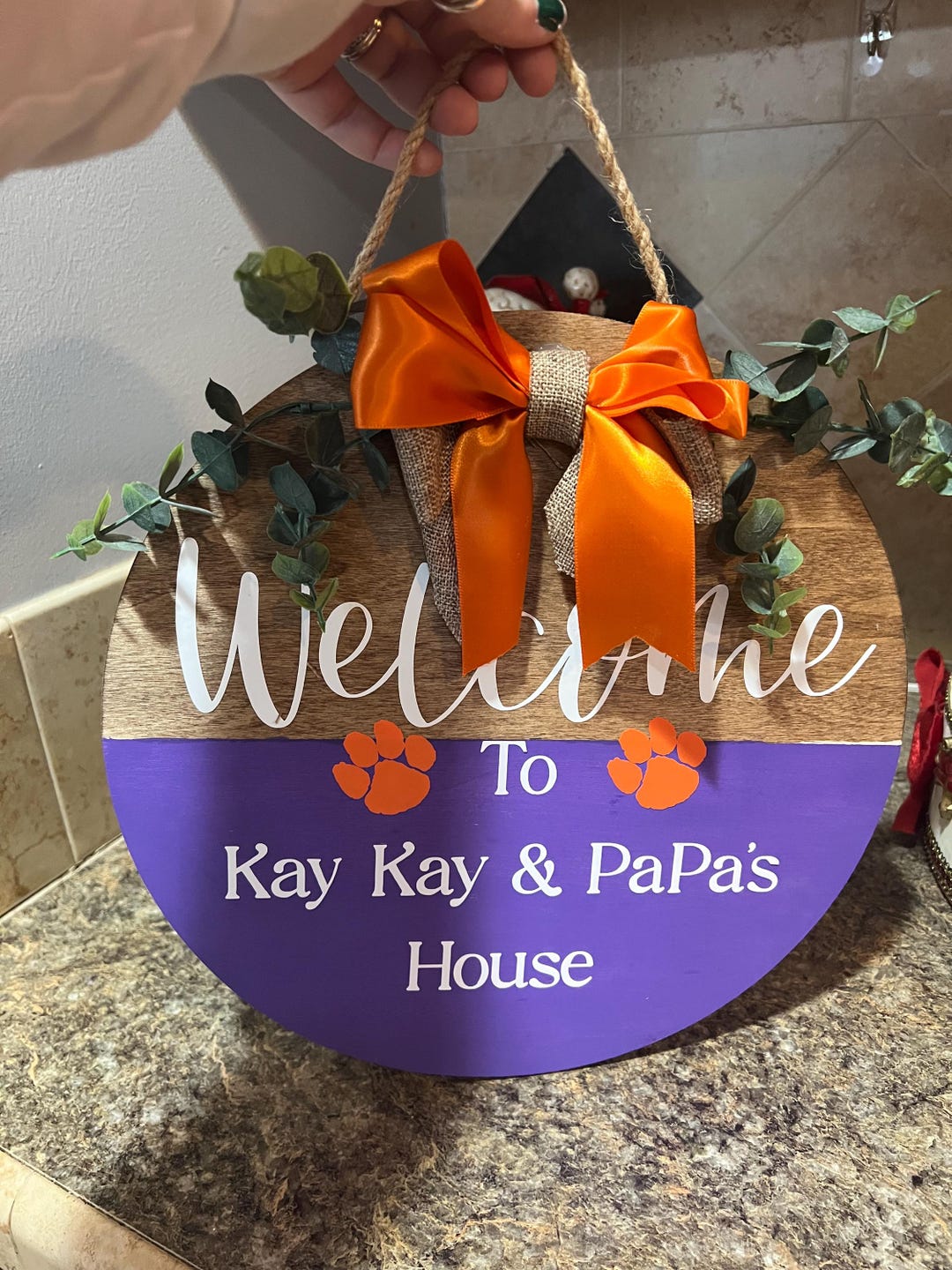 Clemson Welcome Door Hanger - Etsy