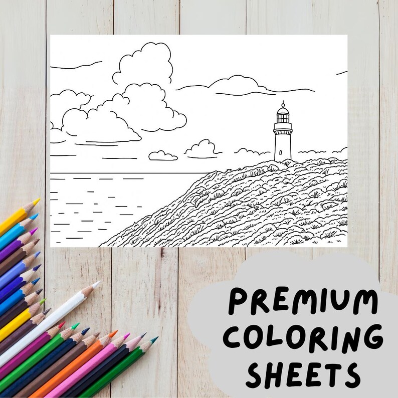 Lighthouse Coloring Pages | Printable Coastal Scenes | Aussie Beach ...