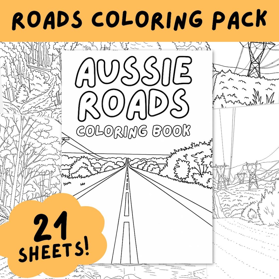 Australian Outback Coloring Pages: Road Trip Art (21 Page PDF Digital ...
