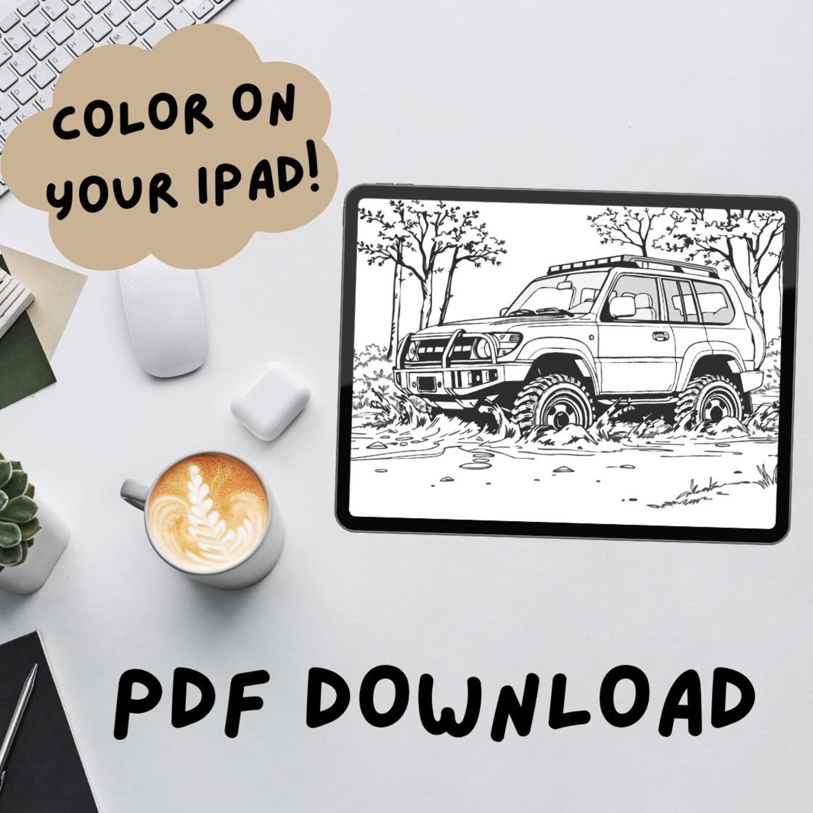 Off Road Car Coloring Pages: Aussie 4x4 Adventure (20 Page PDF Digital ...