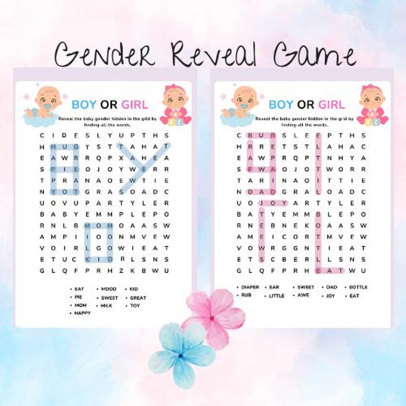 Gender Reveal Word Search Game - It's A Girl - Etsy