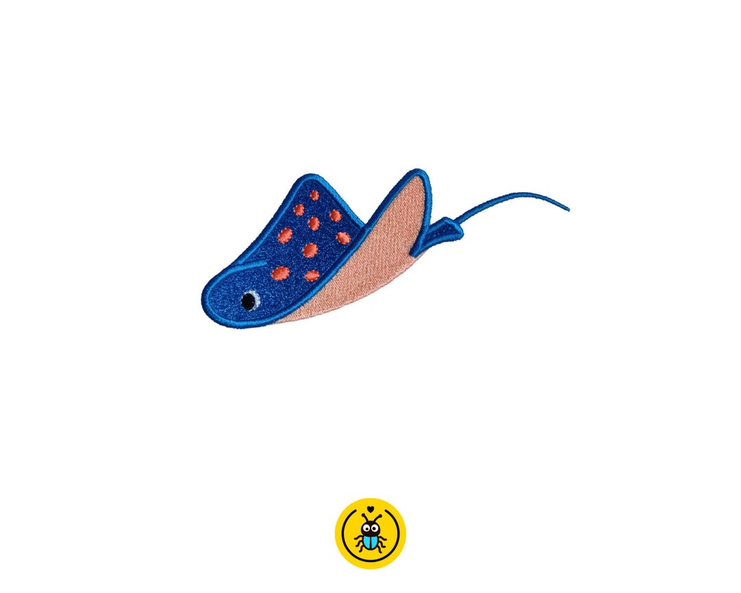 Stingray Embroidery Design, Sea Creatures Theme, Cute and Cartoon Style ...