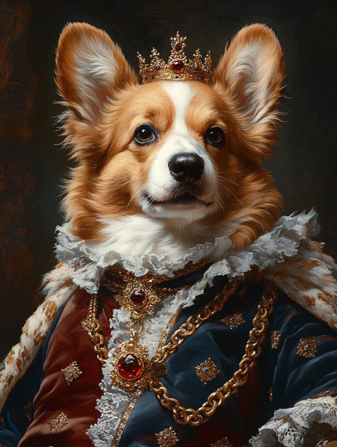 Royal Pet Portrait, Regal Pet Portrait, Dog Oil Paint, Queen Pet ...