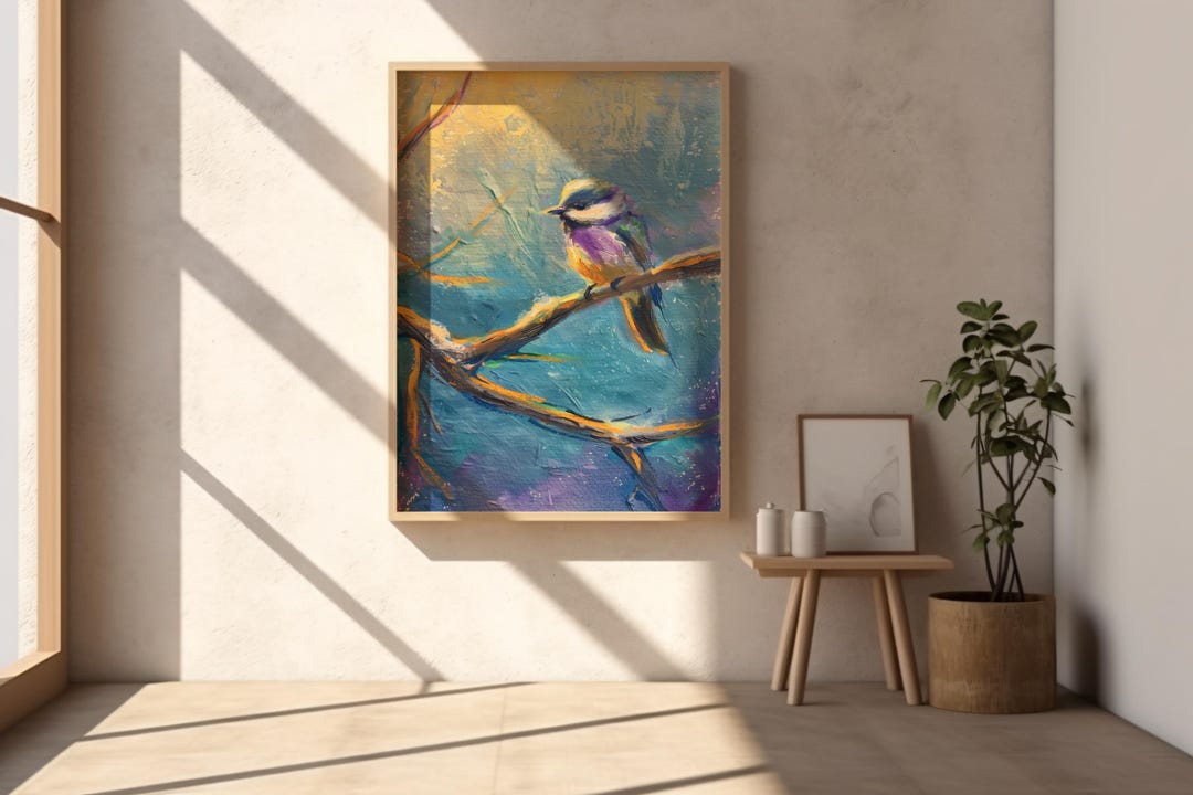Sunlit Songbird Wall Art Minimalist Abstract Vibrant Colorful Printable ...