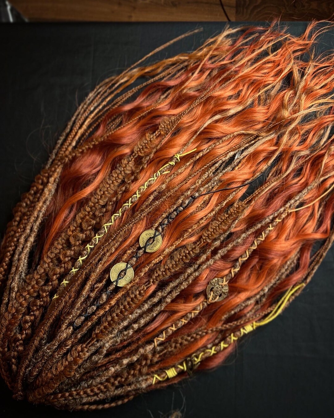 Dreadlocks and Braids With Decorations, Synthetic Dreadlocks. Red ...