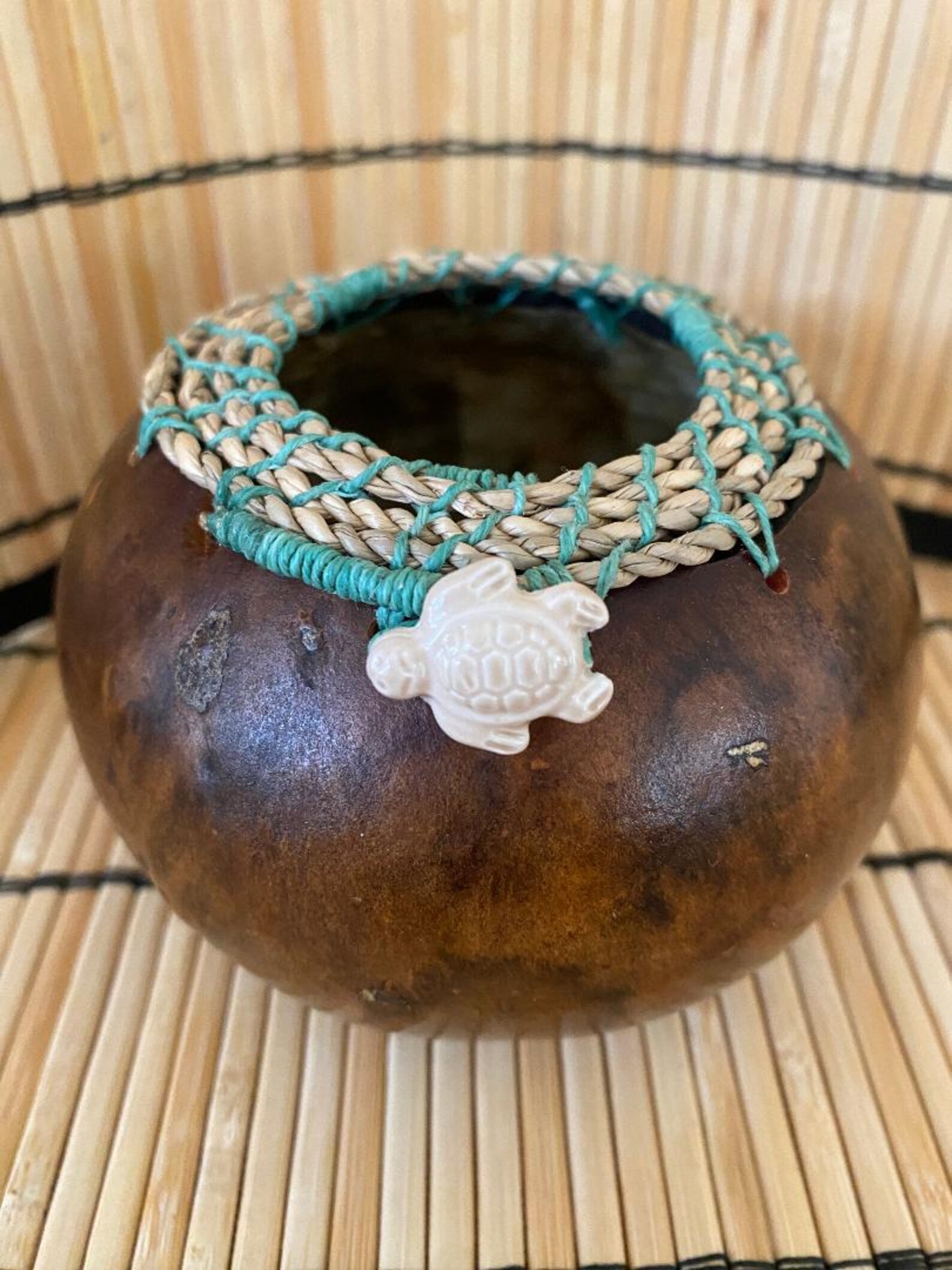 Gourd - Hand Coiled Gourd - Decorative Dried Gourd - Home Decor - Beach ...