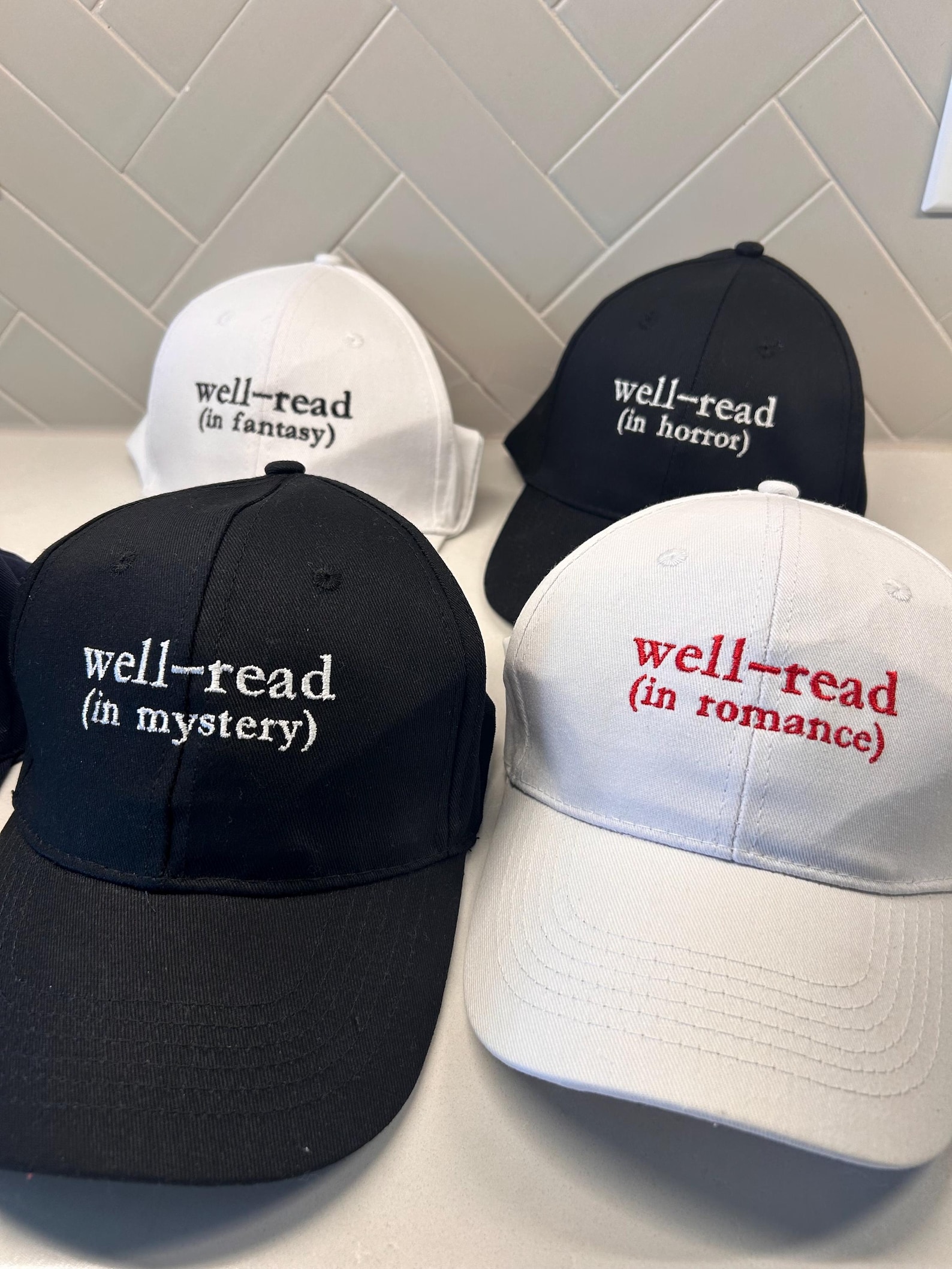 Well-read Embroidered Hats, Customizable, Genres, Bookish, Book Lover ...