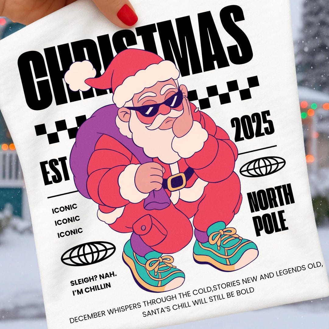 Vogue Christmas Santa PNG, Funny Christmas Sublimation Design (digital ...