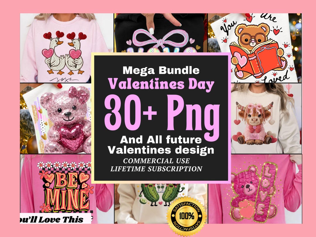 Valentines Day PNG Bundle, Valentine Mega Bundle Png, Preppy Valenties ...