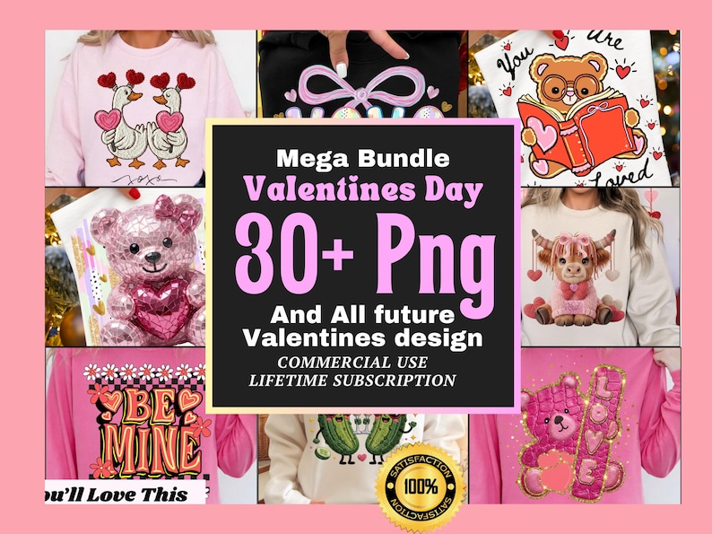 Valentines Day PNG Bundle, Valentine Mega Bundle Png, Preppy Valenties ...
