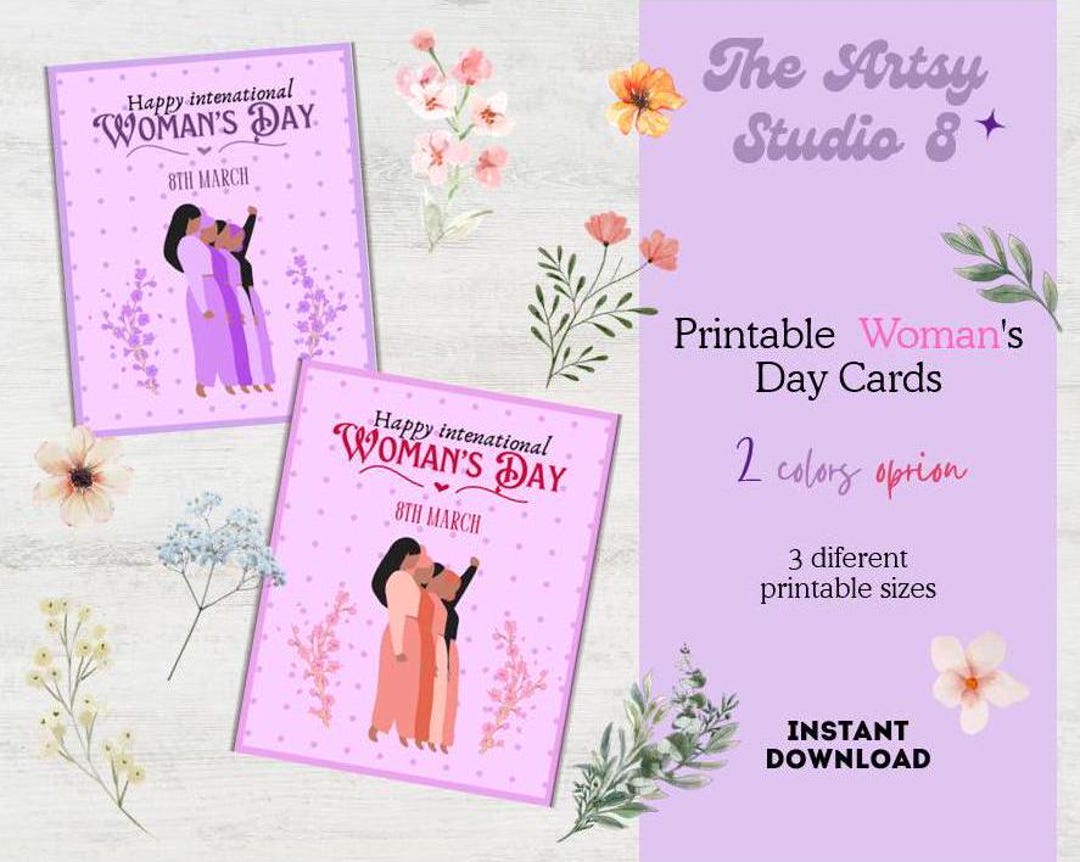 Printable Woman's Day Cards |8th March|womas's Day Cards|gift Card ...