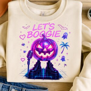 Let’s Boogie PNG, Disco Ball Pumpkin, Neon Halloween Clipart, Glow ...