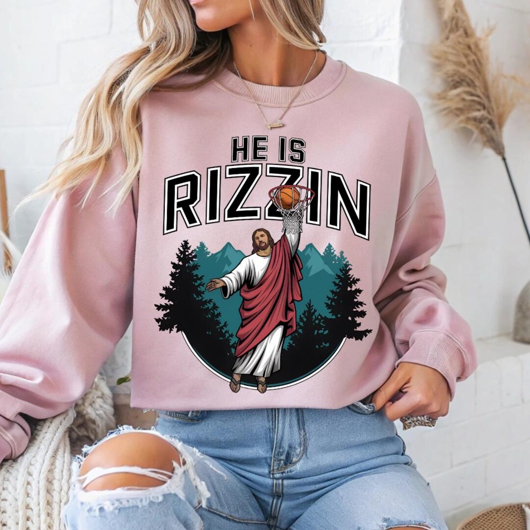 He is Rizzin PNG, Funny Jesus Design, Easter Jesus , Christian Meme PNG ...