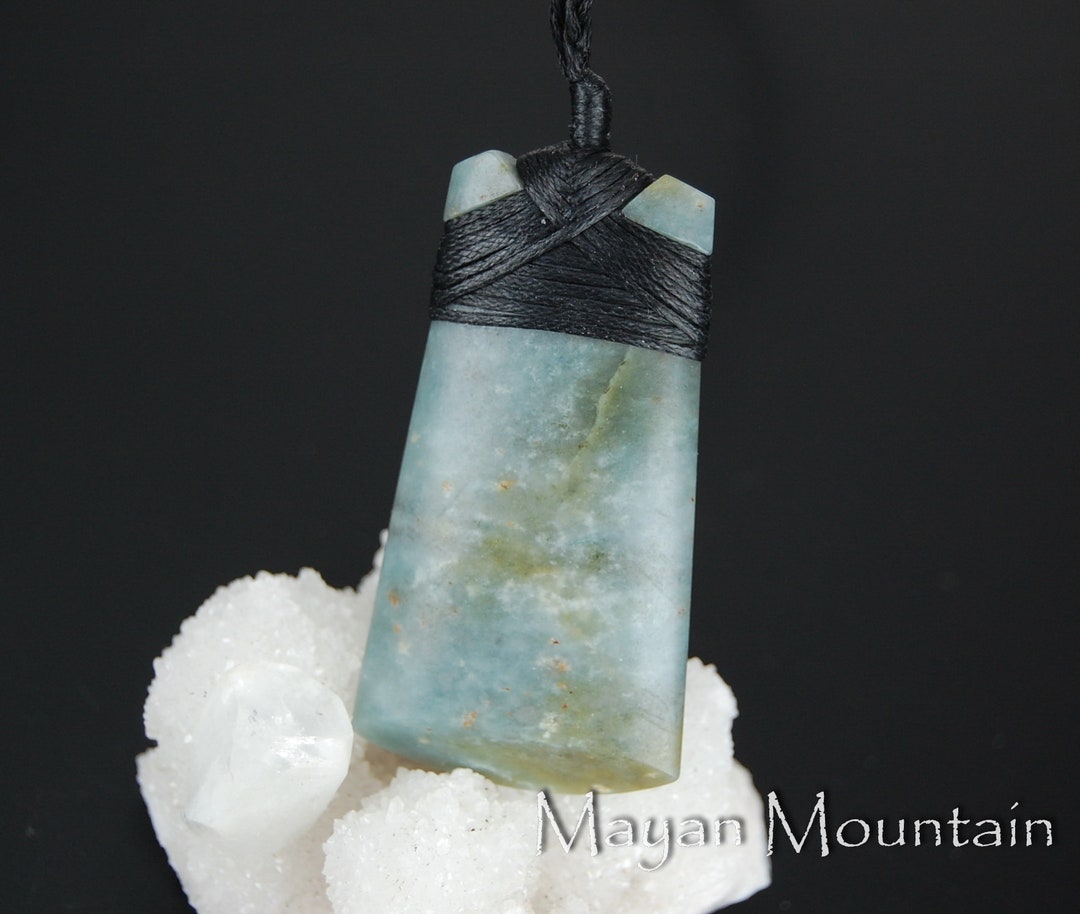 ADZE CELT Toki // Guatemalan Jadeite Jade // Blue With ORANGE Champagne ...