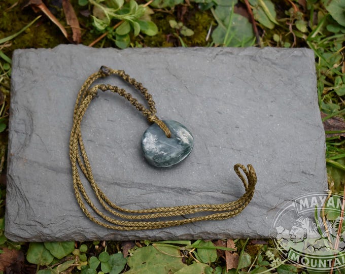 ANCIENT DISC // "princesa" Blue Jadeite Jade // Macrame Necklace ...