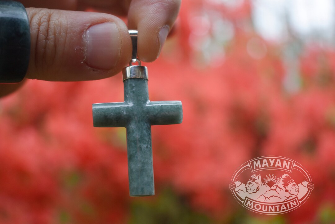 MINT GREEN CROSS // Guatemalan Jadeite Jade // Jesus Christian // 925 ...