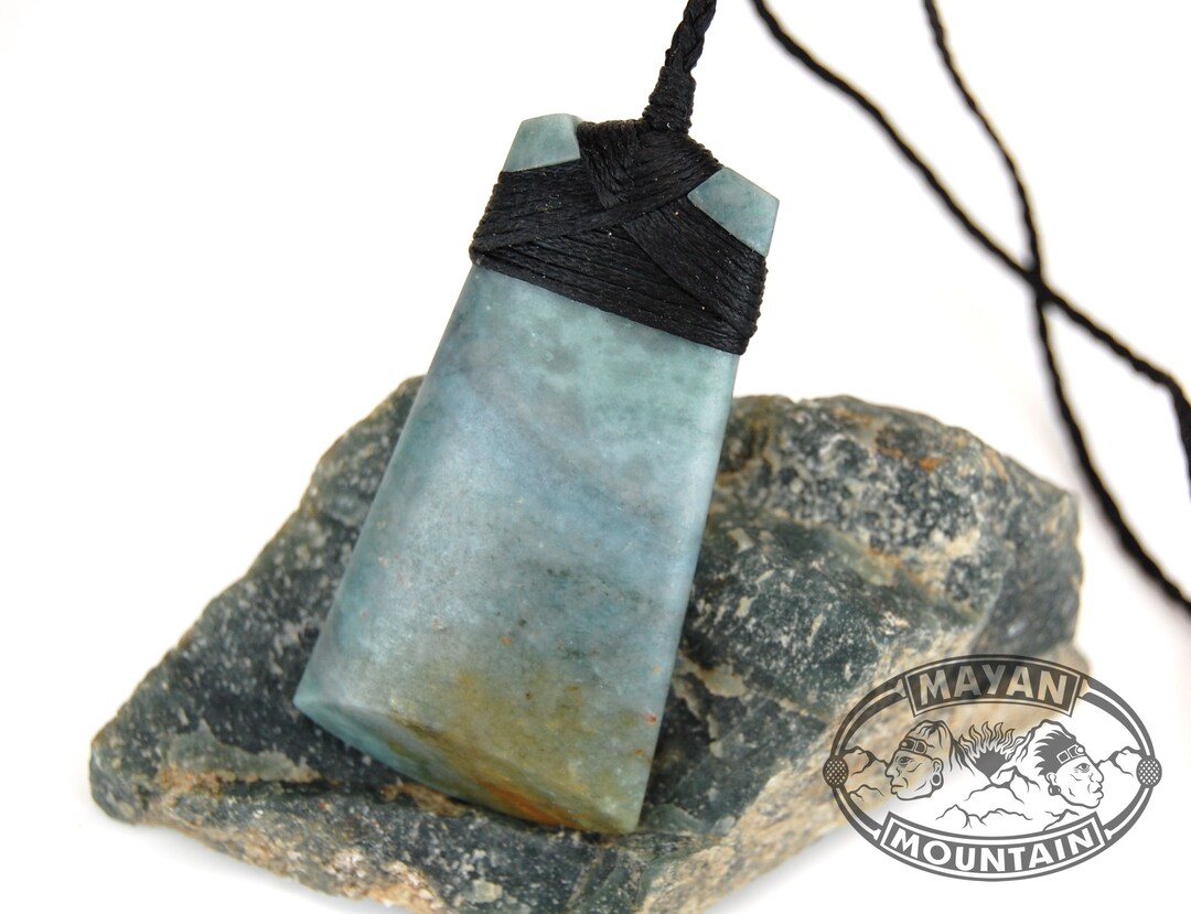 ADZE CELT Toki // Guatemalan Jadeite Jade // Blue With ORANGE Champagne ...
