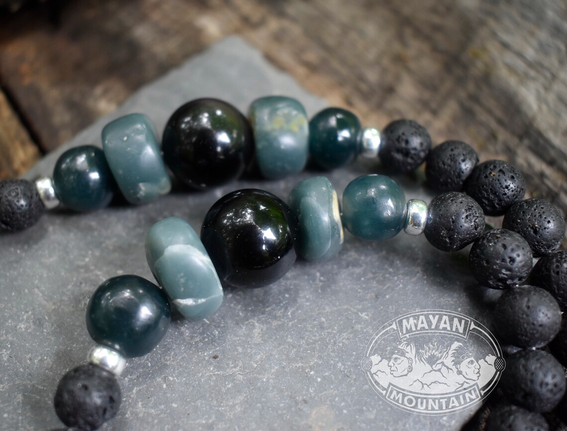 VOLCANIC TRIFECTA // Obsidian, Jade, and Lava Rock // Guatemalan ...