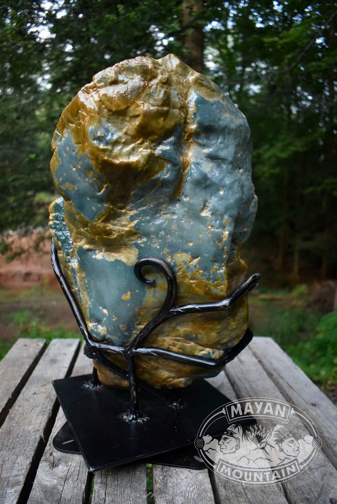 HUGE Free Form JADE BOULDER!!! // 108 Lbs Fully Polished Blue & Orange ...