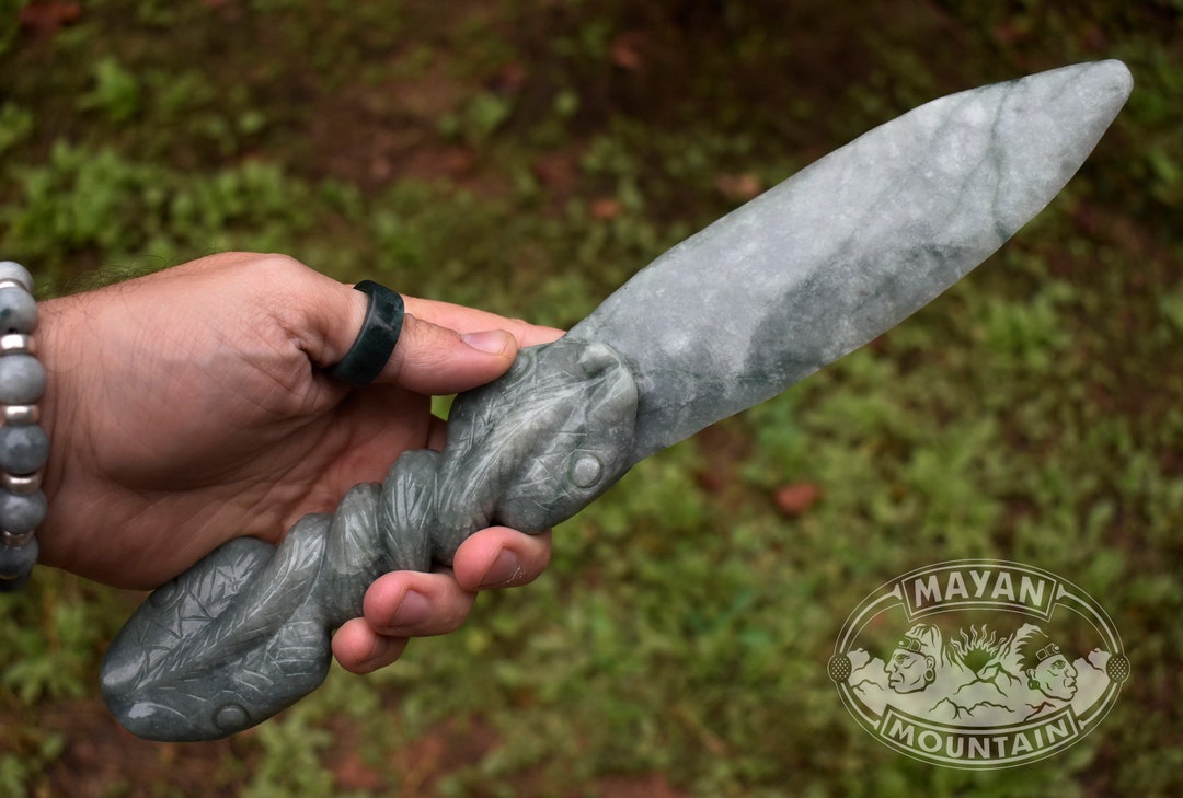 MASSIVE CEREMONIAL SERPENT Knife! // Guatemalan Jadeite Jade Double ...