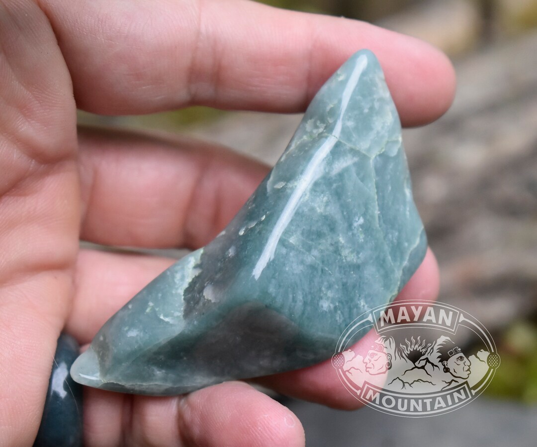 GUATEMALAN Jadeite JADE / Sea Foam Blue Green / Pocket Palm Stone ...