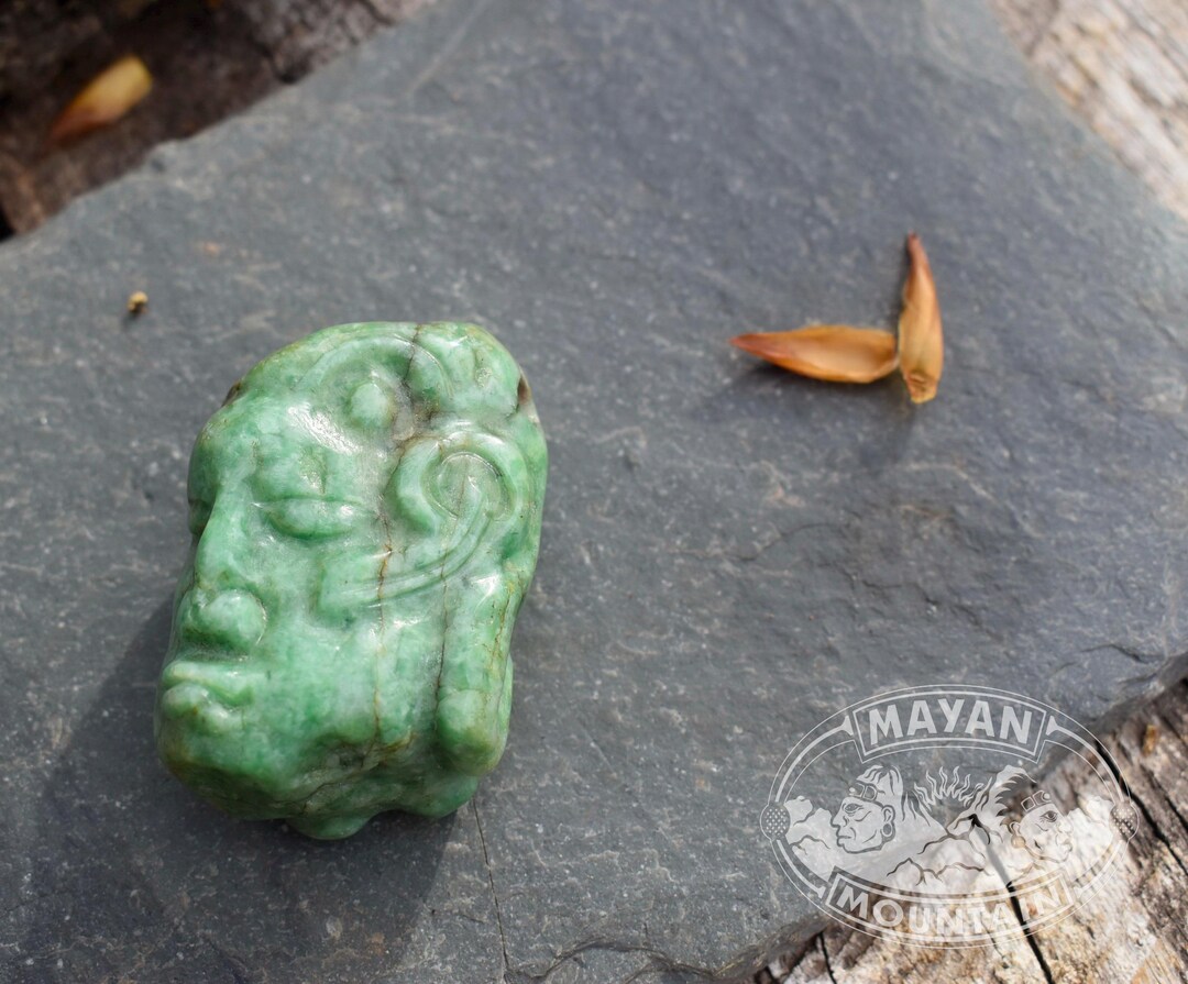 MAYAN ARTIFACT REPLICA // Maya Face From Imperial Green // Guatemalan ...