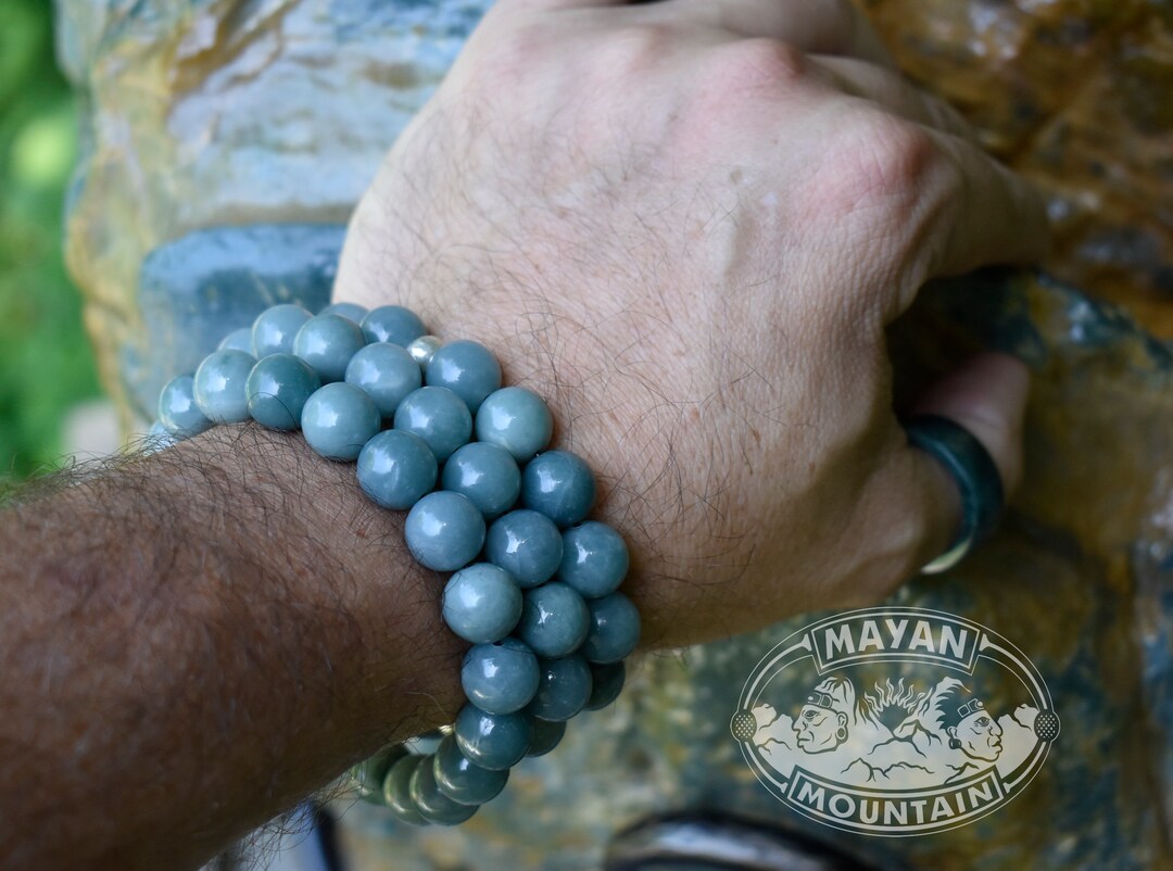 FULLY BEADED!// LARGE 11 Mm Blue Jade Beads // Guatemalan Guatemala ...