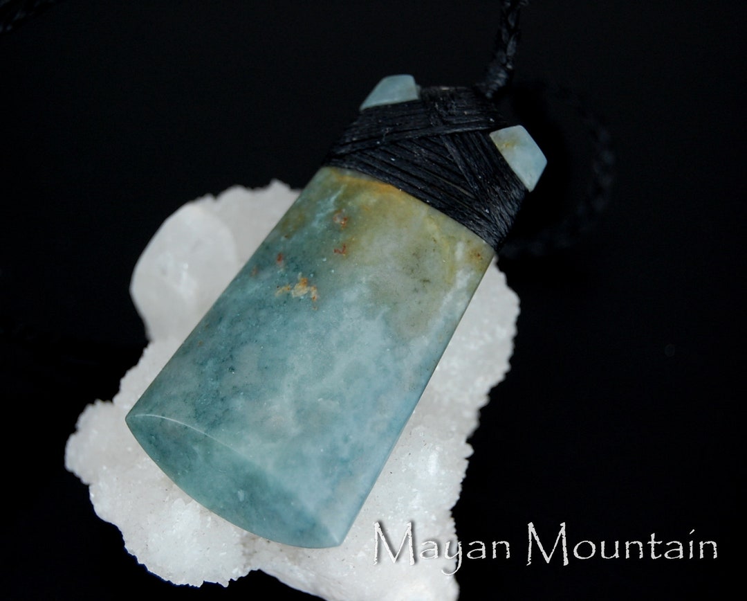 ADZE CELT ToKI // GuATEMALAN Jadeite Jade // Bleu avec champagne ORANGE ...